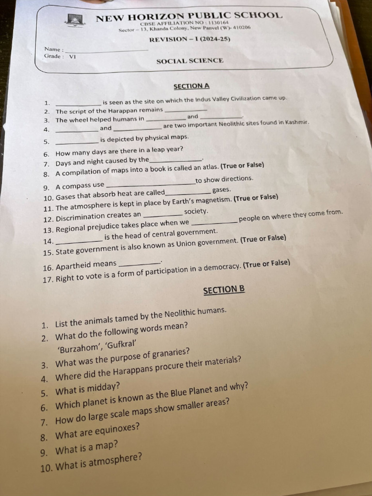 Social Science Worksheet | PDF