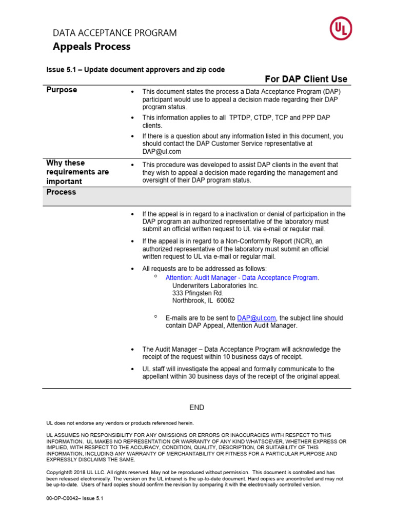 00-OP-C0042-V5.1 - Appeal Process | PDF | Implied Warranty | Appeal