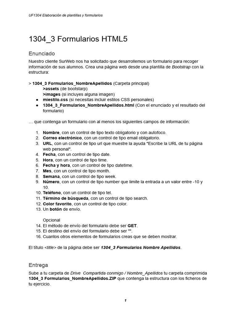 1304 - 3 Formularios HTML5 | PDF | Computadoras