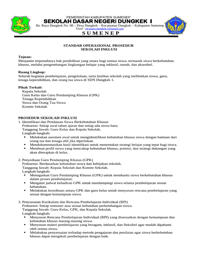 Sop Sekolah Inklusi | PDF