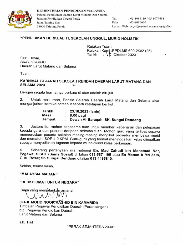 Karnival Sejarah Sekolah Rendah Daerah Larut Matang Dan Selama | PDF