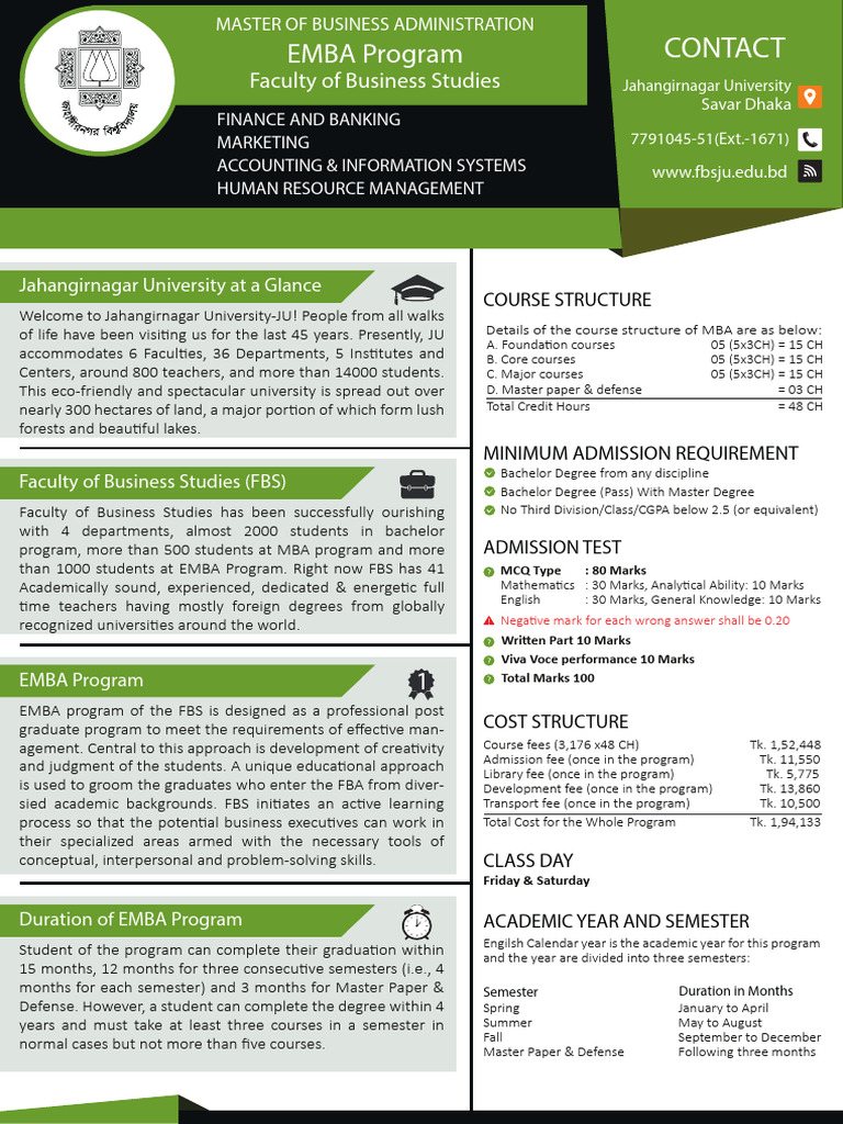 MBA Program Details at JU | PDF | Master Of Business Administration ...