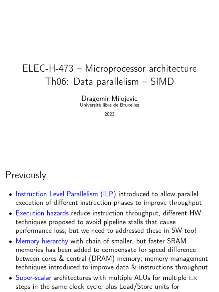 ELECH473 Th06 | PDF | Central Processing Unit | Integrated Circuit