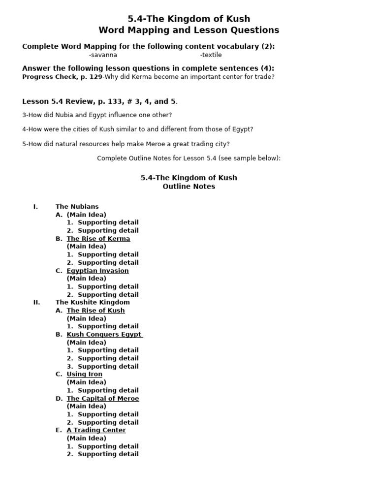 5.4-The Kingdom of Kush WM - LQs-Notes | PDF