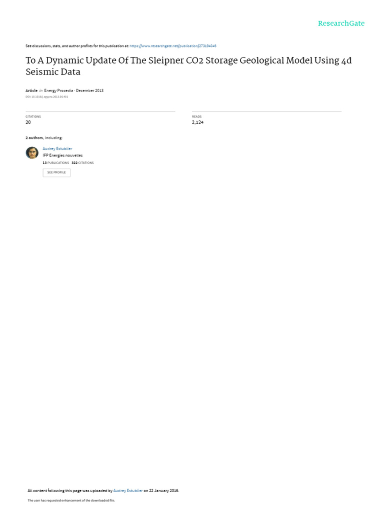 To A Dynamic Update of The Sleipner CO2 Storage Ge | PDF | Mathematical ...