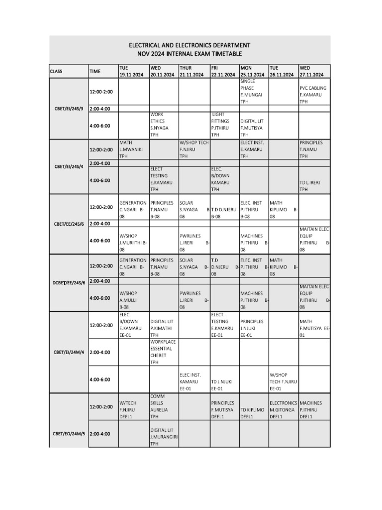 Exam Timetable | PDF