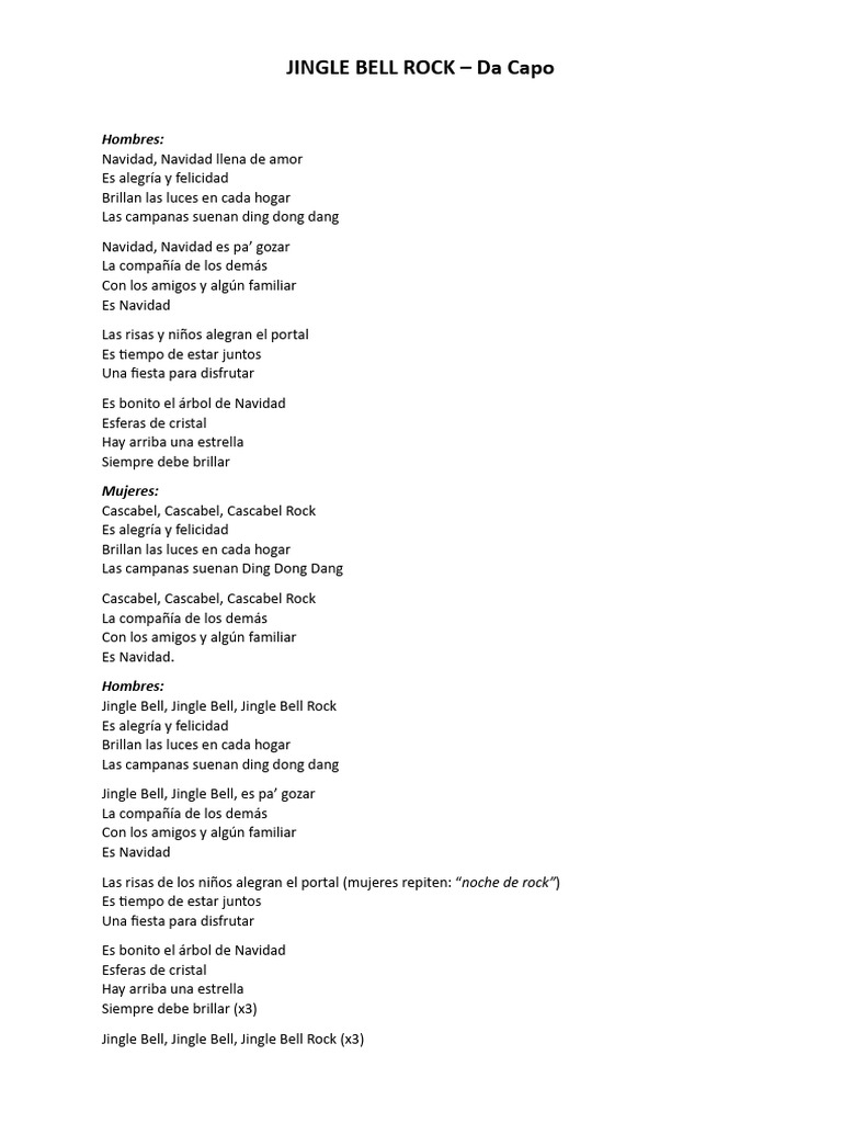 Letras Jingle Bell Rock - Da Capo | PDF
