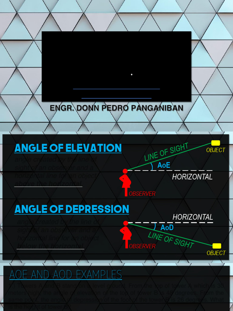 MATH 1023 Lesson 7 TRIGONOMETRY Angle of Elevation and Depression | PDF ...