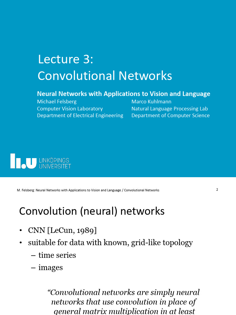Convolutional Networks: Neural Networks With Applications To Vision and Language | PDF ...
