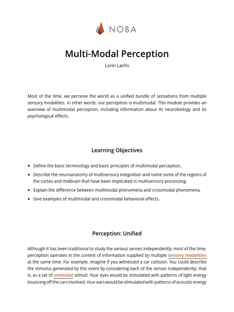 HC2 Multi Modal Perception | PDF | Perception | Senses