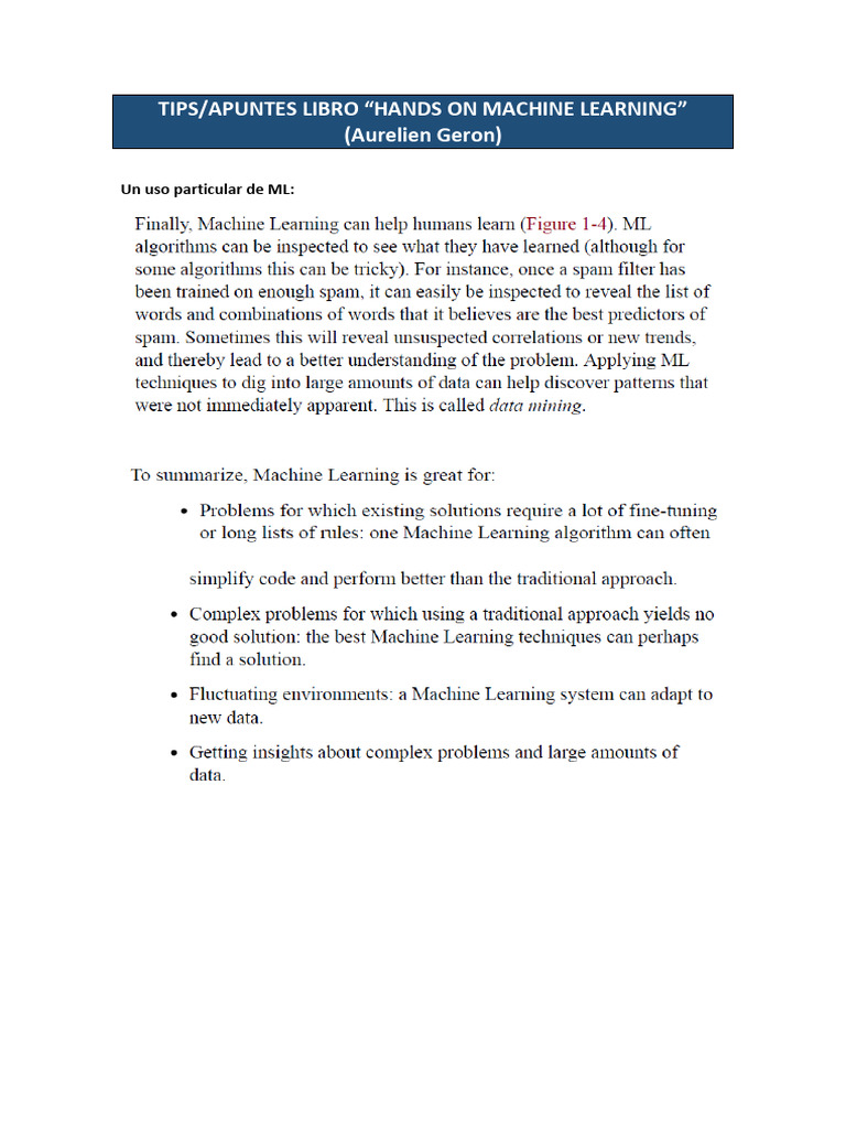 Tips Libro Hands On Machine Learning | PDF