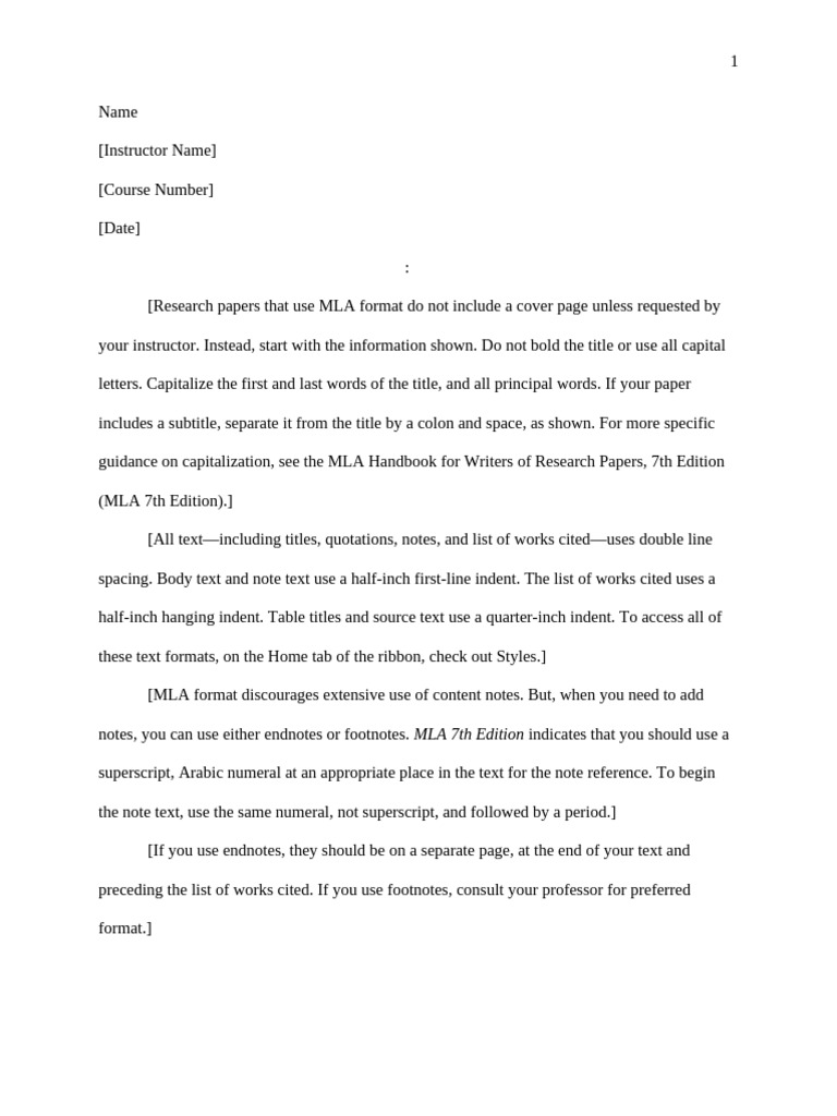 MLA Format Guidelines for Research Papers | PDF | Note (Typography ...