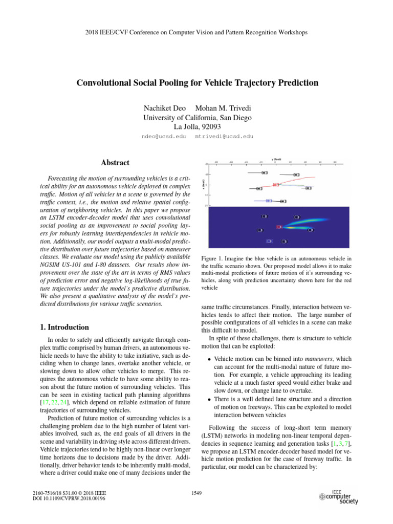 Convolutional Social Pooling For Vehicle Trajectory Prediction | PDF ...