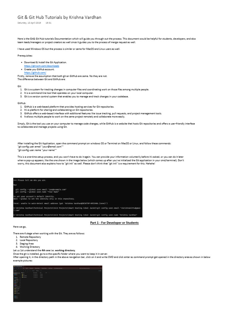 Git & GitHub Documentation by Krishna | PDF | Computer File | Microsoft Windows