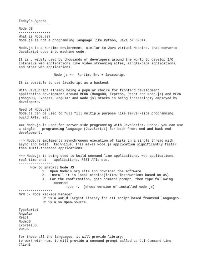 Node Js Session | PDF | Java Script | Computer Engineering Node Js Session | PDF | Java Script | Computer Engineering