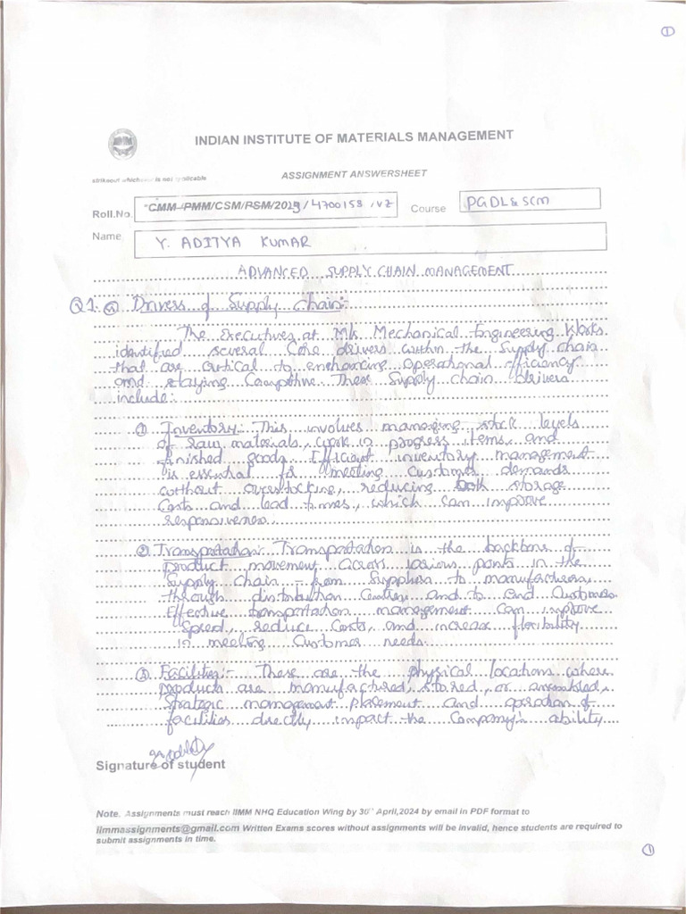 Sem 4 Advanced SCM Assignment | PDF