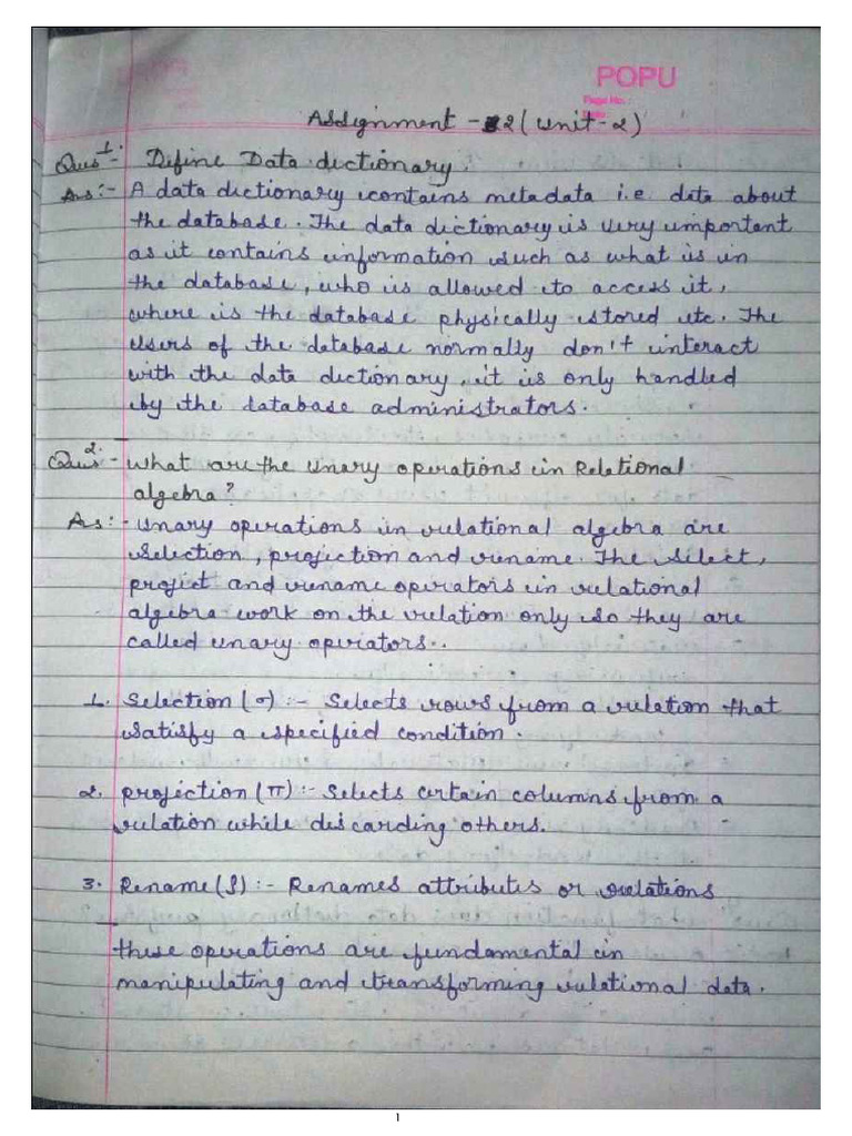 DBMS Unit 2 Assignment - Compressed | PDF
