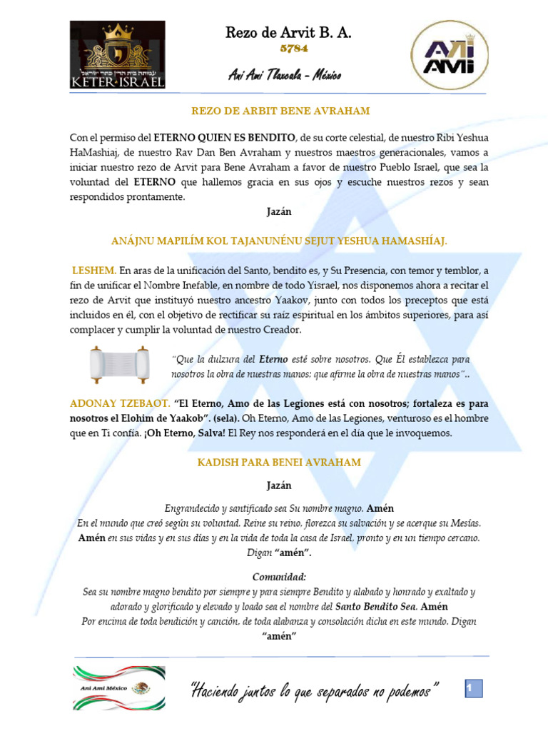 Rezo de Arvit para Bene Avraham | PDF | Creencia religiosa y doctrina