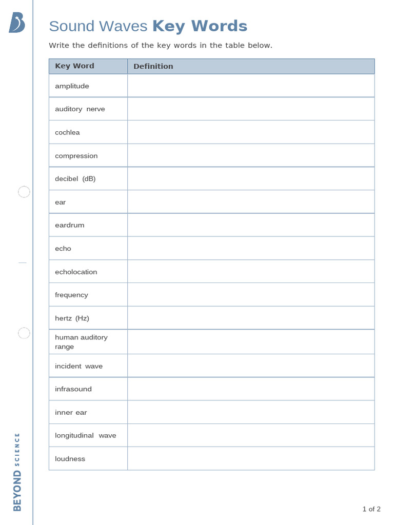 Sound Waves Glossary for Students | PDF | Science & Mathematics