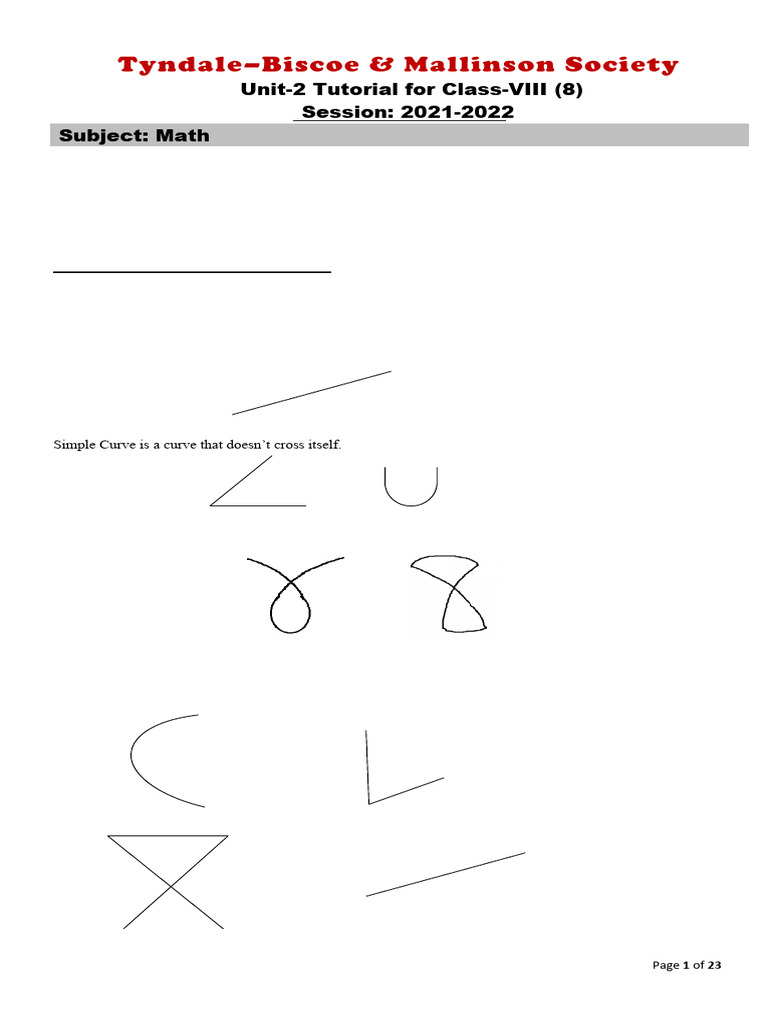 Maths-8 U2 Tutorial 2021-2022 | PDF | Rectangle | Triangle