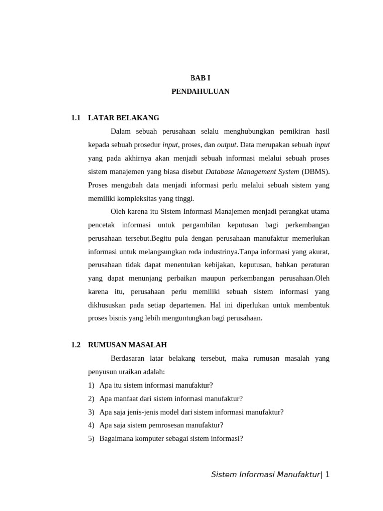 Sistem Informasi Manufaktur: Definisi & Manfaat | PDF