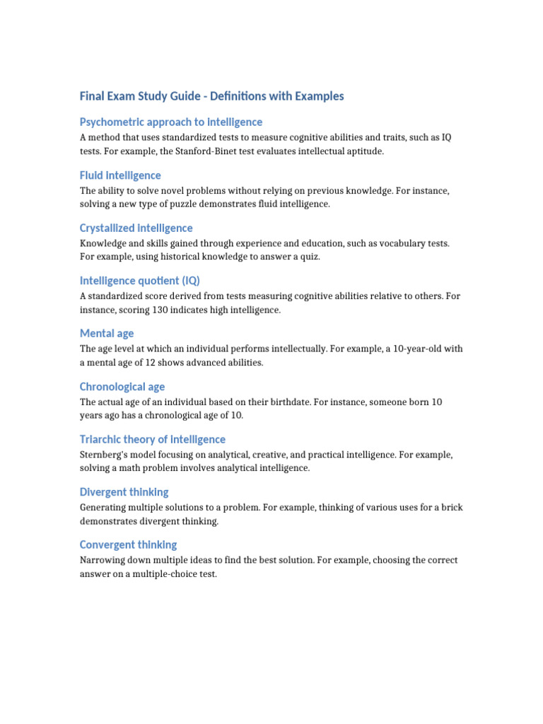 Expanded Final Exam Definitions | PDF | Career & Growth | Science ...