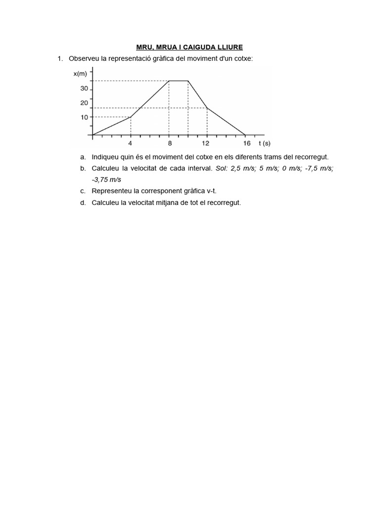 UD2 - Exercicis de Repàs (MRU, MRUA I Caiguda) | PDF