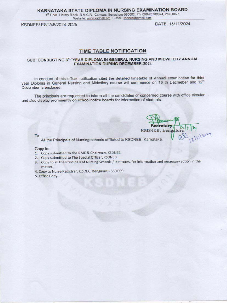 Time Table For Decmber 2024 3rd Year Exam | PDF