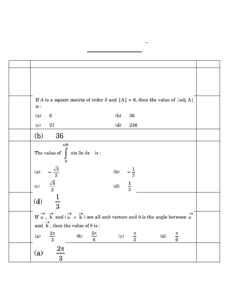 Marking Scheme MATHEMATICS (Subject Code-041) (PAPER CODE: 65/C/1) | PDF | Applied Mathematics ...
