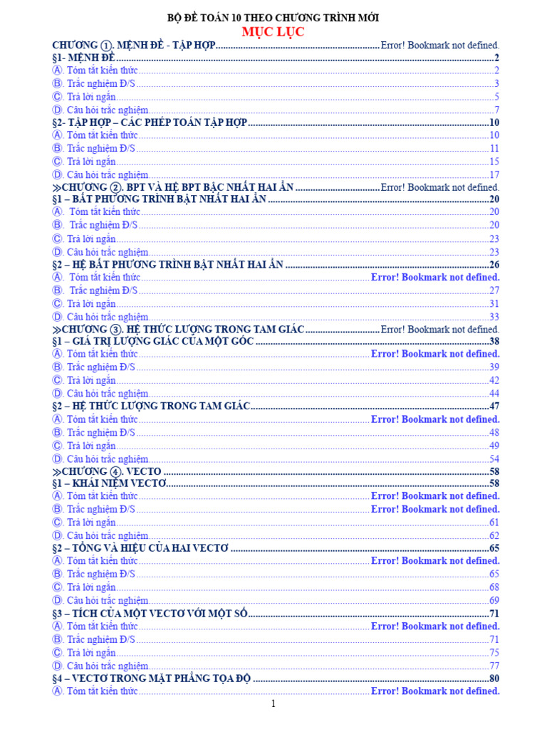 Bai Tap Khoi 10 Hk1 | PDF