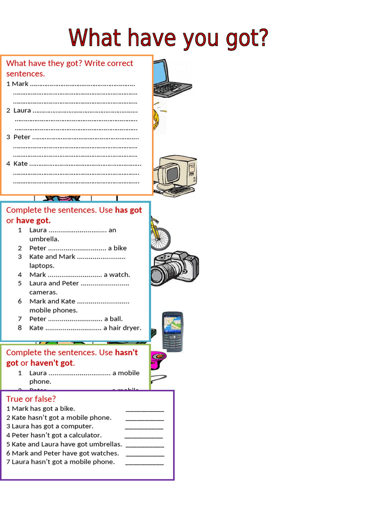 Sentence Completion Exercise on Possessions | PDF | Games & Activities ...