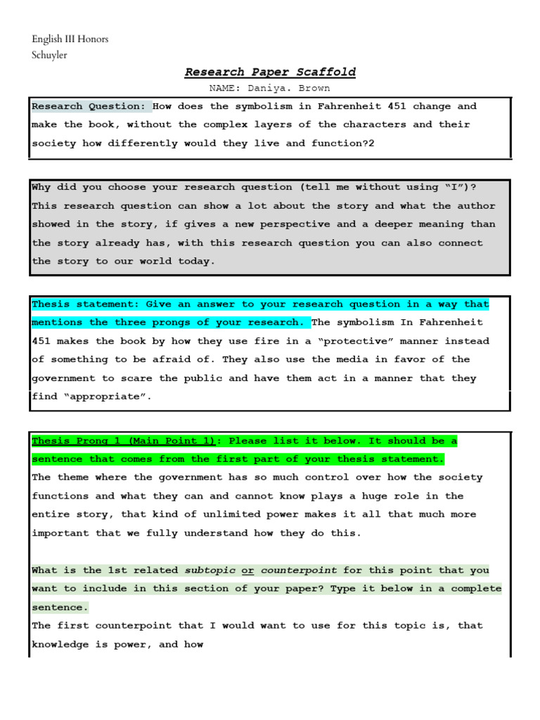 2023-24 Research Paper Scaffold | PDF | Question | Cognitive Science