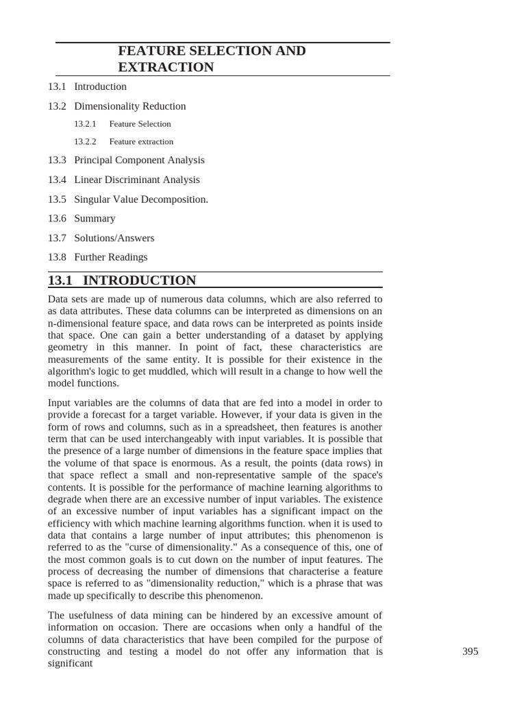 Feature Selection And Feature Extraction Pdf Principal Component Analysis Regression Analysis