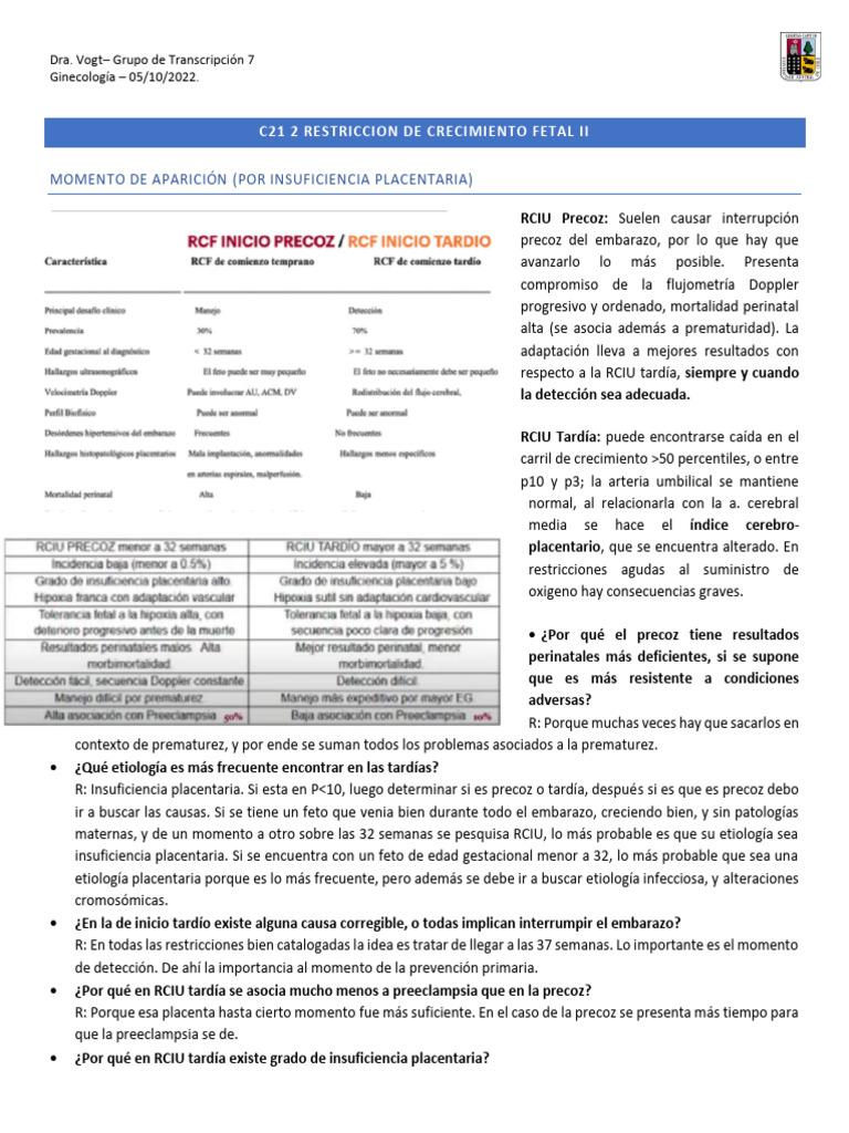 C21.2 Restricción Del Crecimiento Fetal II | PDF | Feto | El embarazo