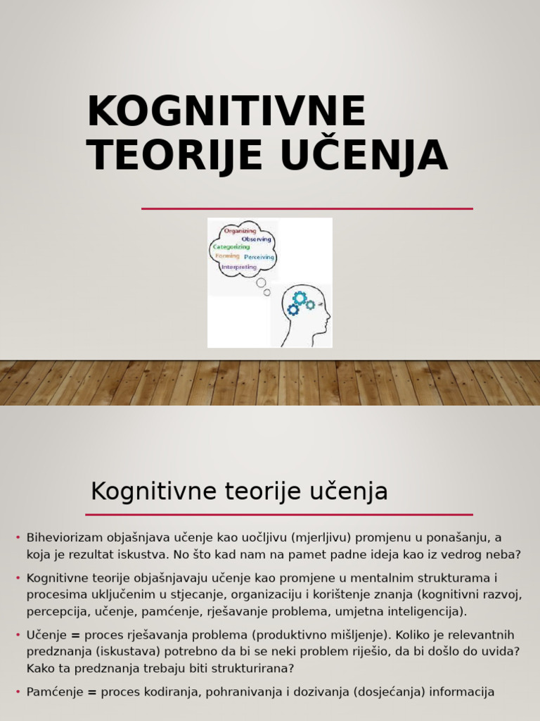 Kognitivne Teorije Ucenja 22 | PDF