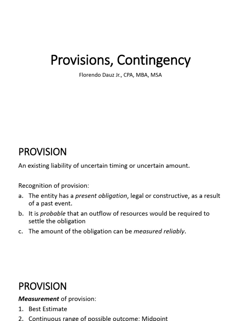 CH 4 Provision Contingency | PDF