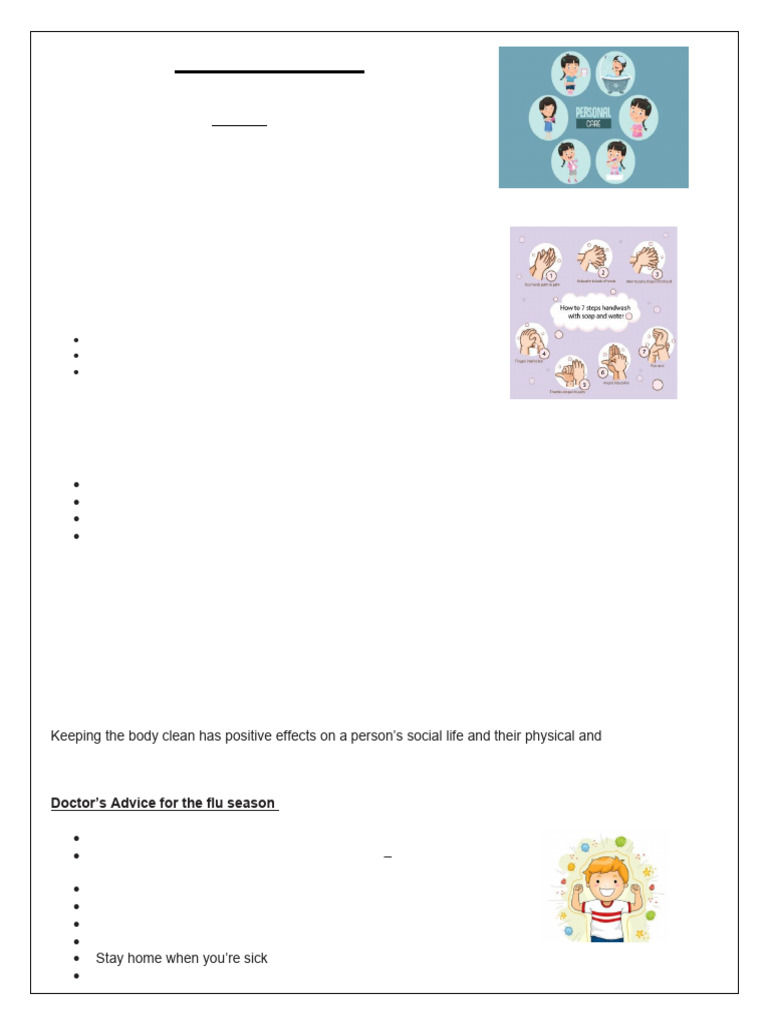 Personal Hygiene Handout | PDF | Wellness