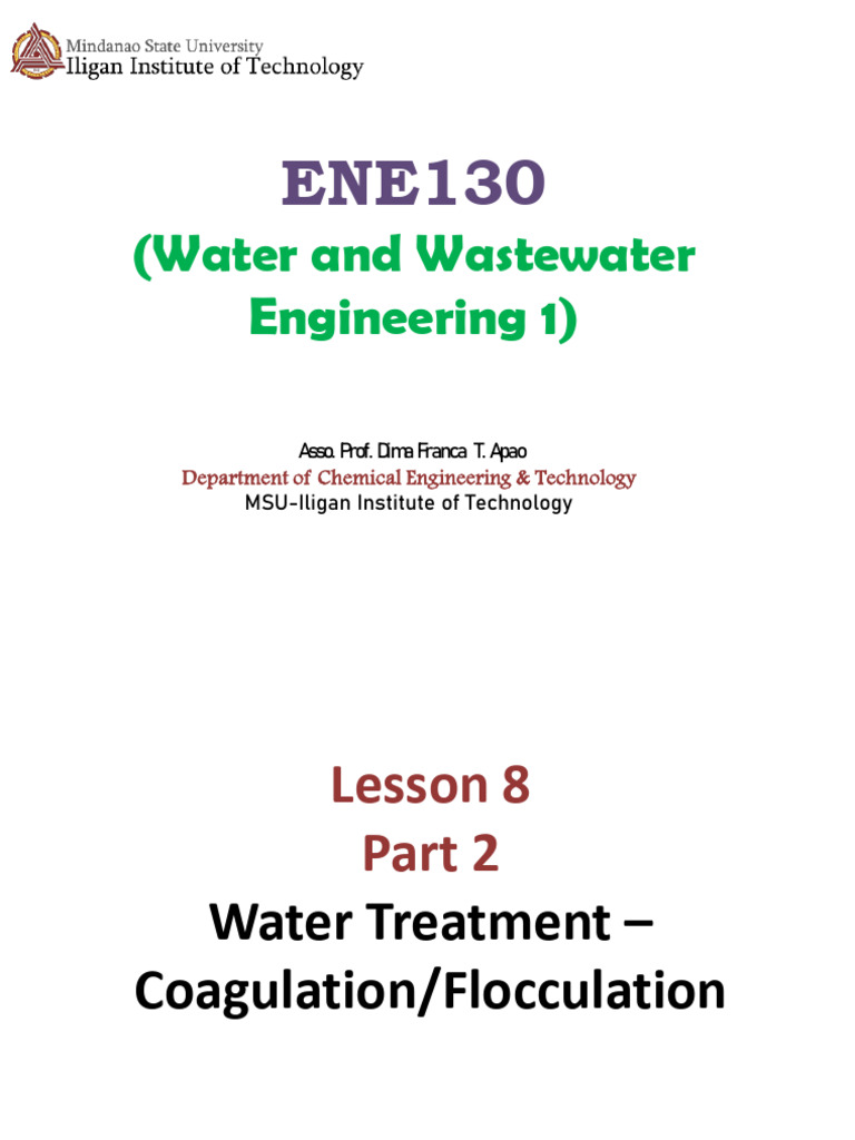 Lesson 8 Part 2 Water Treatment Coagulation and Flocculation | PDF | Reynolds Number | Motion ...