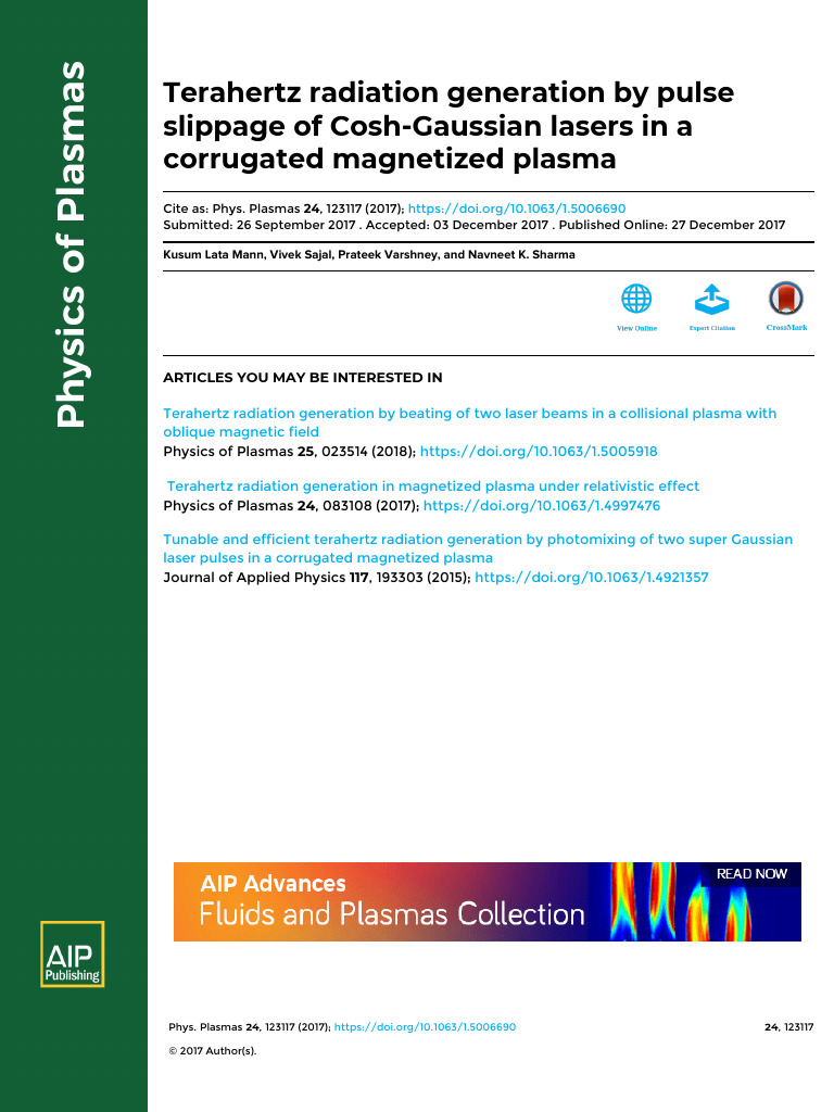 Terahertz Radiation Generation by Pulse Slippage of Cosh-Gaussian Lasers in A Corrugated ...