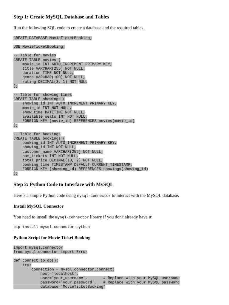 Movie Ticket booking system | PDF | My Sql | Databases