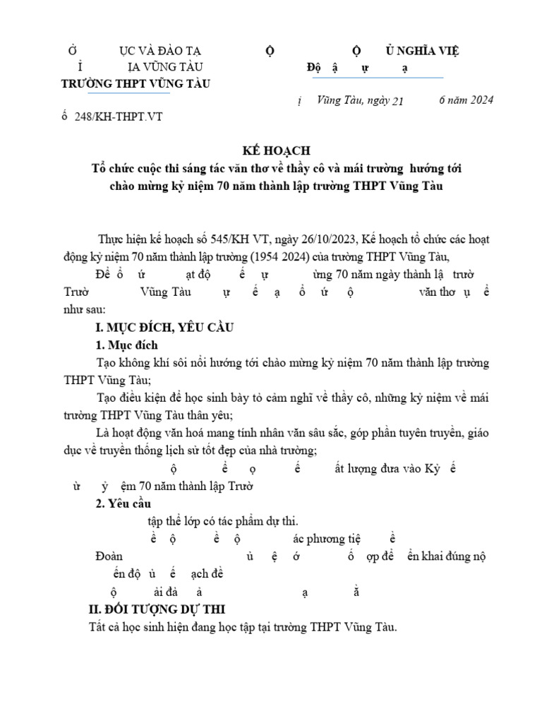 Ke Hoach Thi Sang Tac Van Tho Ve Truong | PDF