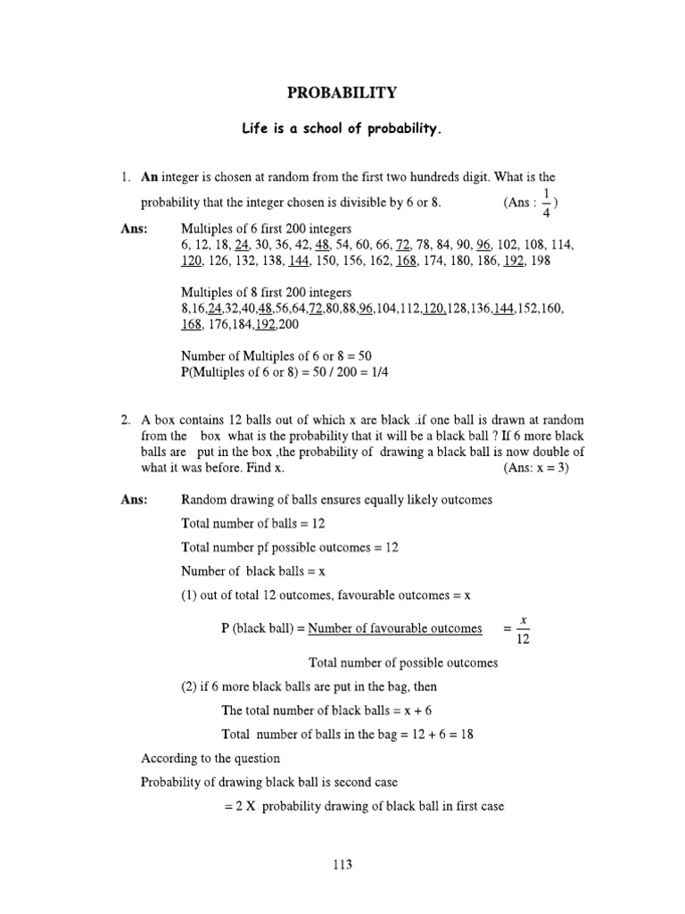 10 - Mathematics - Probability - Impq - 1 | PDF
