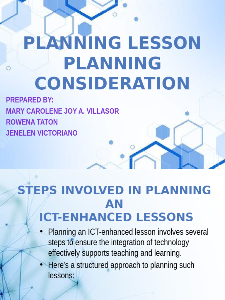 Planning Lesson Planning Considerations | PDF | Educational Technology | Learning