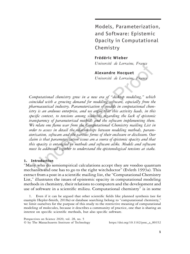 Epistemic Opacity in Comp. Chem. | PDF | Computational Chemistry | Ab ...