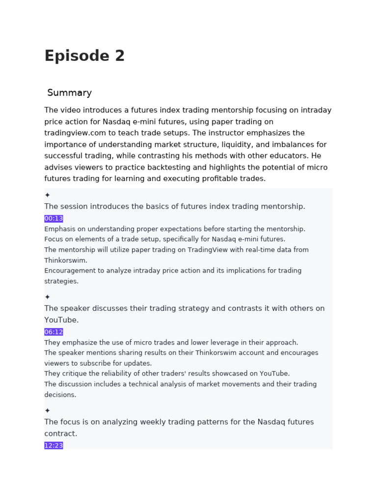 Episode 2 | PDF | Day Trading | Futures Contract