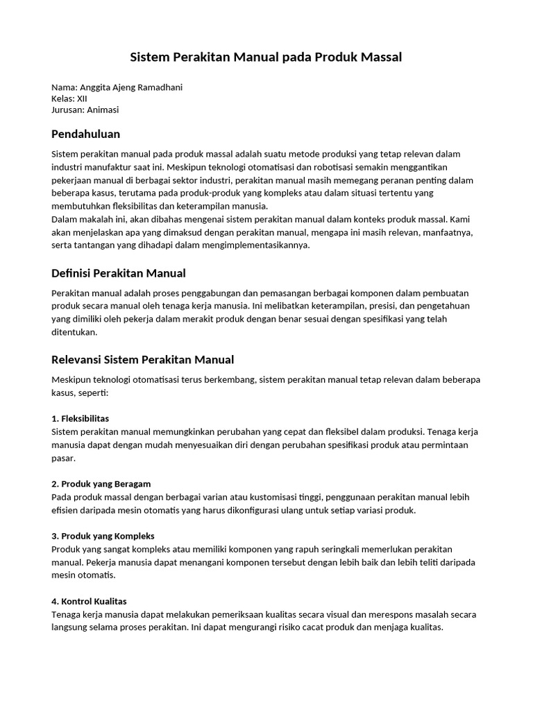 Perakitan Manual Produk Massal | PDF | Komputer