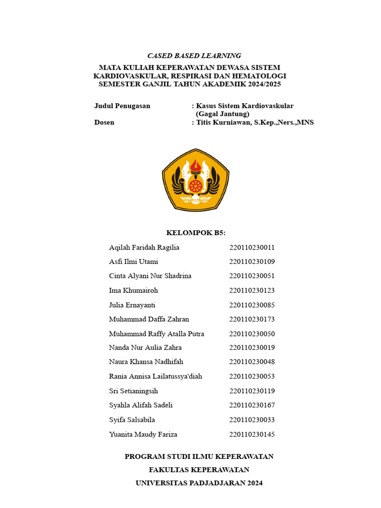 b5 - CBL 2 Sistem Kardiovaskular Gagal Jantung | PDF | Kesehatan Holistik