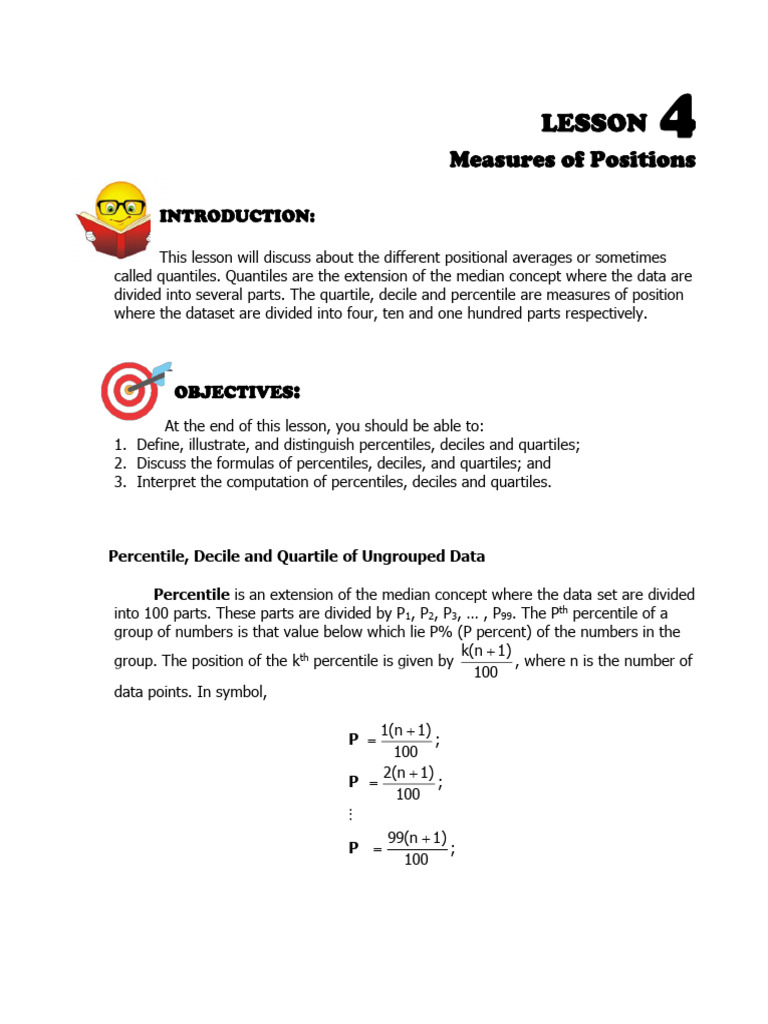 Lesson 4 - Measures of Positions | PDF | Quantile | Quartile