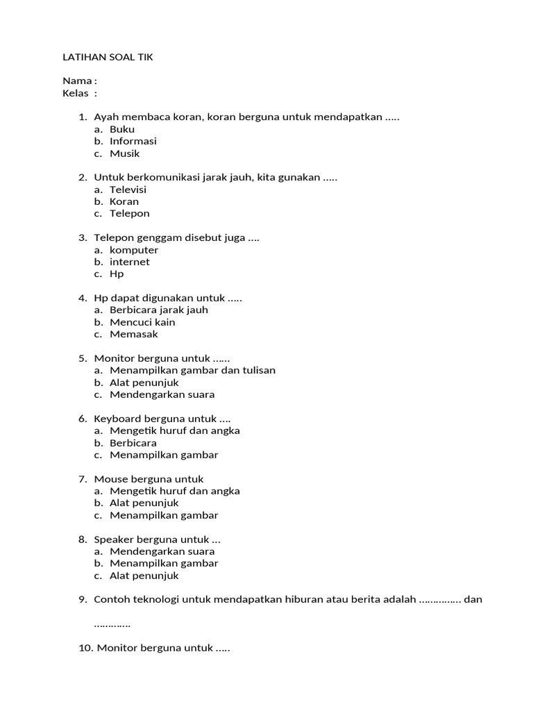 Latihan Soal Tik | PDF | Seni