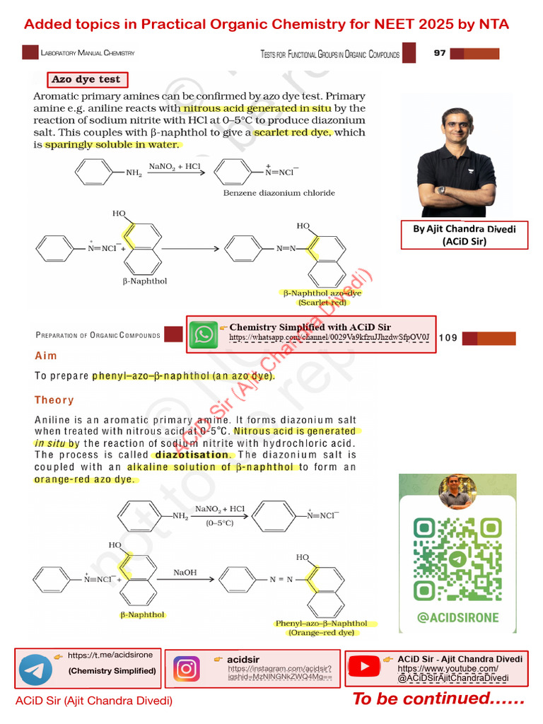POC Part 2 Azo Dye Test β Naphthol Azo Dye Orange Red Dye by ACiD | PDF